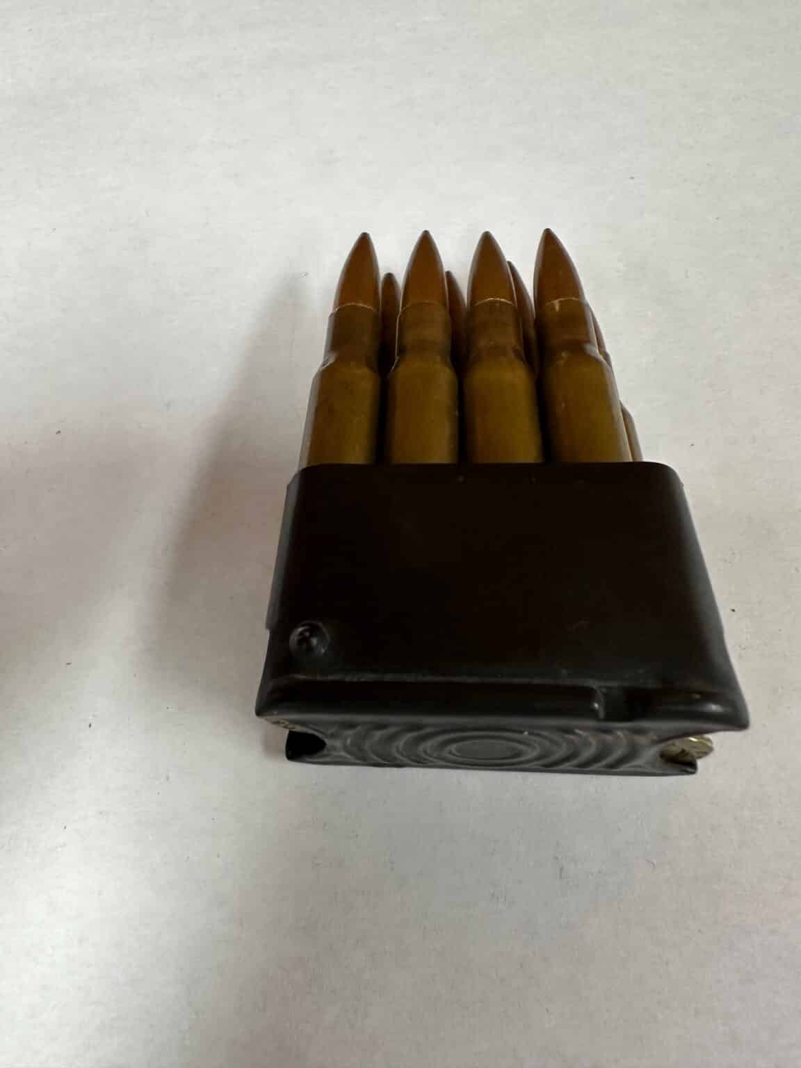 MILITARY SURPLUS 8 ROUNDS 30-06 BALL AMMO WITH M1 GARAND 8 ROUND ENBLOC ...